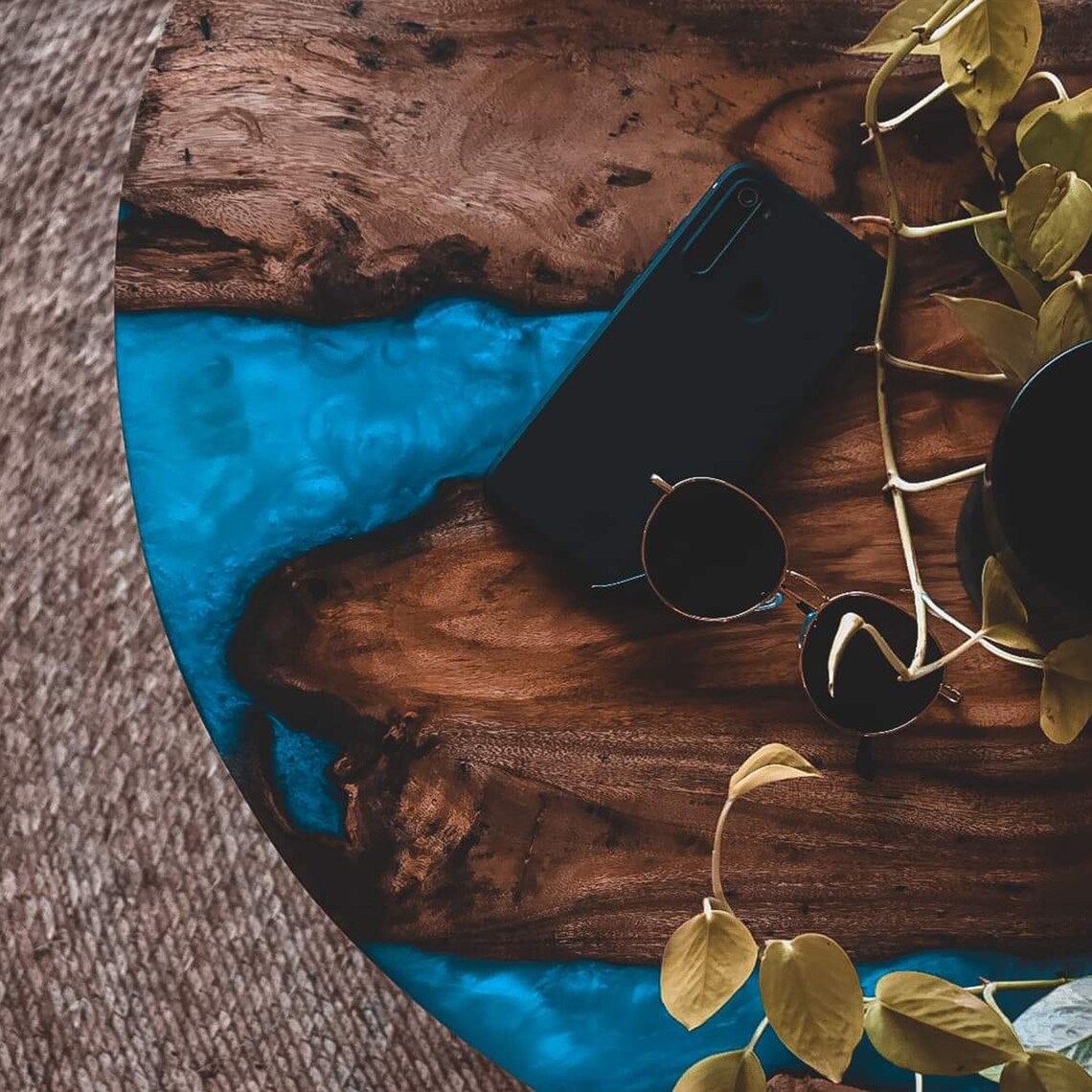 Resin Round Side Table | Epoxy End Table | Custom Made Coffee Table ...