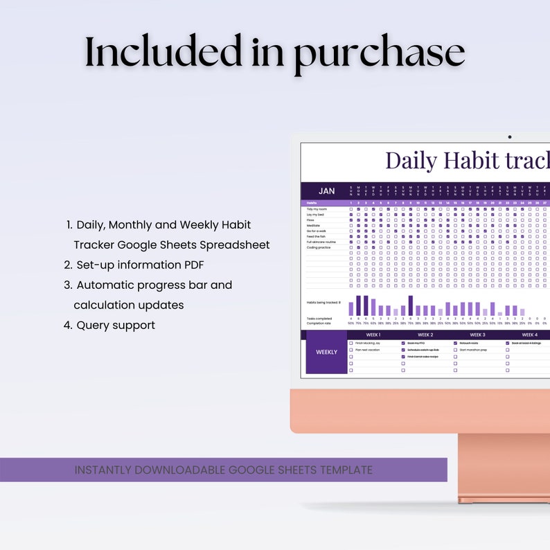 2022 2023 Ultimate Digital Habit Tracker | Google Sheets Spreadsheet | Personalised Minimalist ...