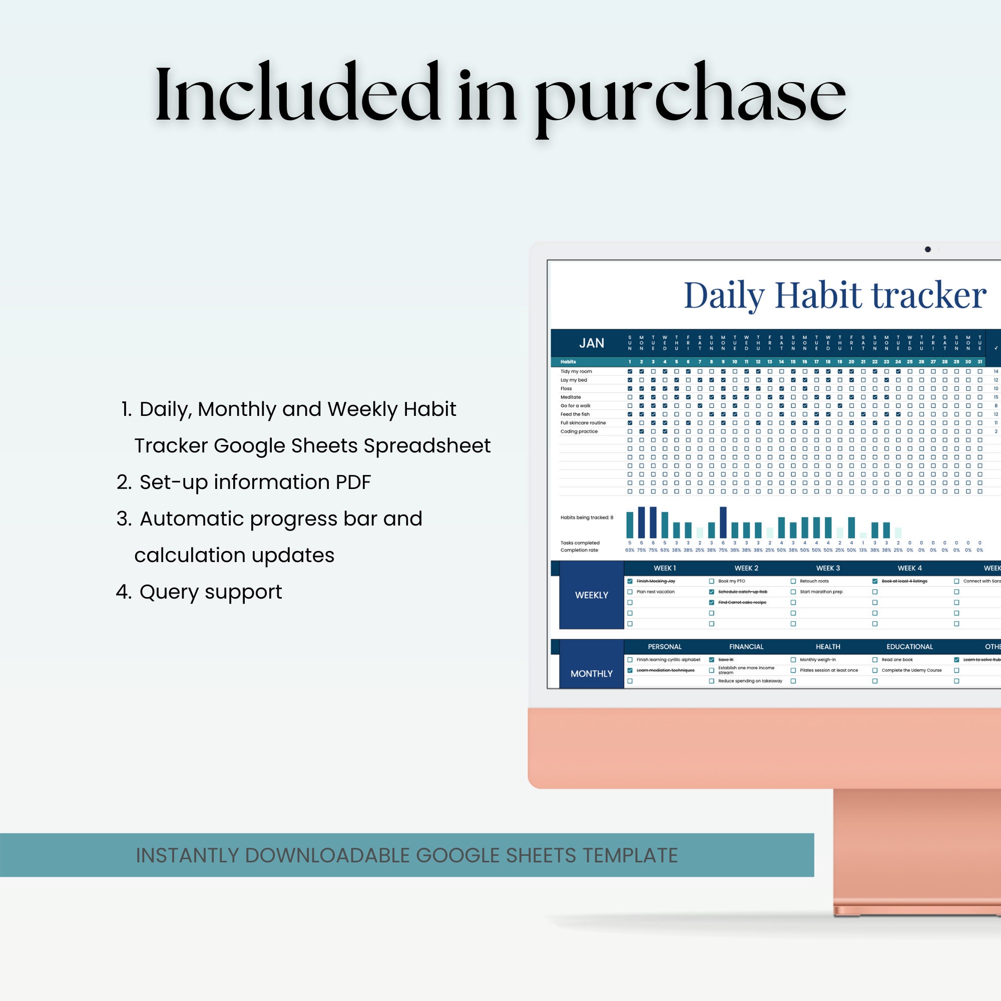 2022 2023 Ultimate Digital Habit Tracker | Google Sheets Spreadsheet ...