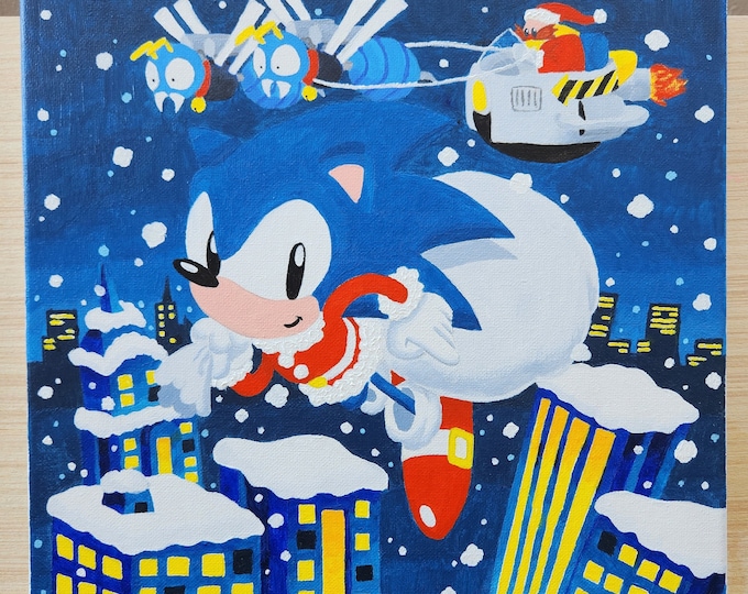 Santa Sonic | Acrylic Painting - Etsy