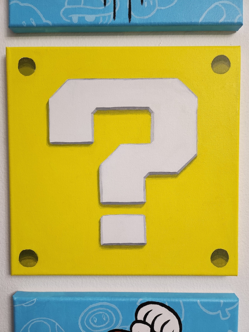 Super Mario Coin Block 3 Piece Acrylic Painting - Etsy
