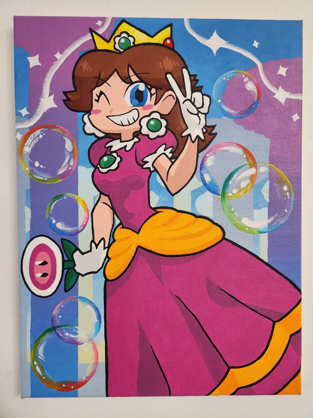 Bubble Flower Daisy | Acrylic Painting - Etsy
