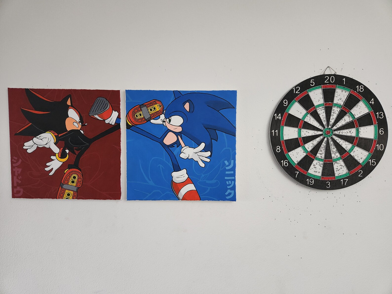 Sonic and Shadow | 2 Piece Acrylic Painting - Etsy