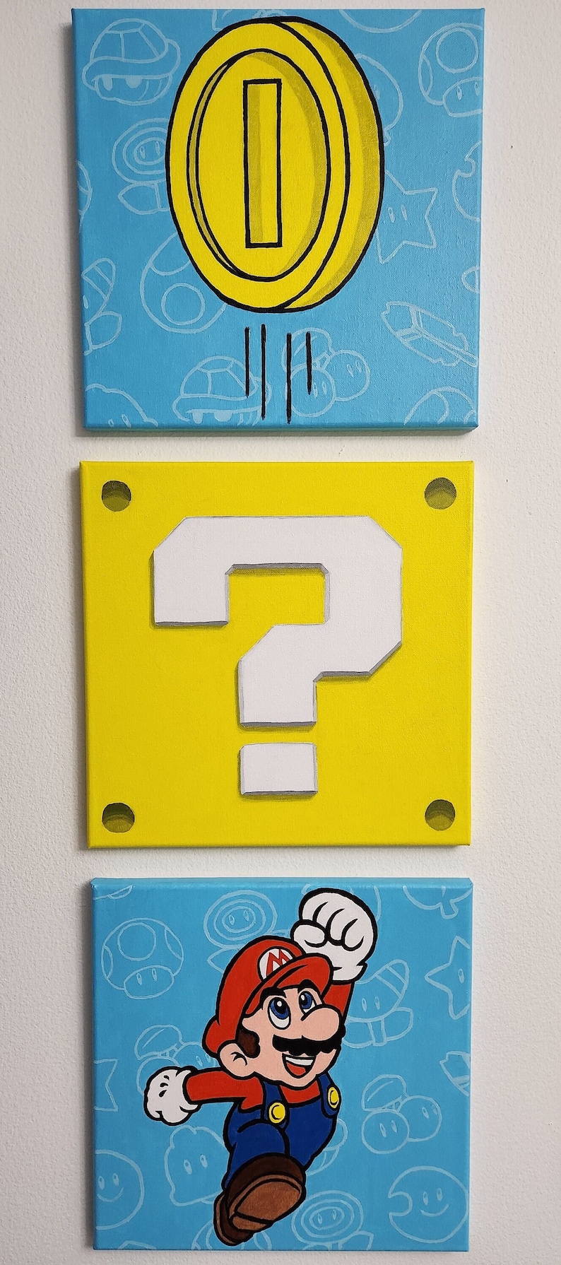 Super Mario Coin Block 3 Piece Acrylic Painting - Etsy