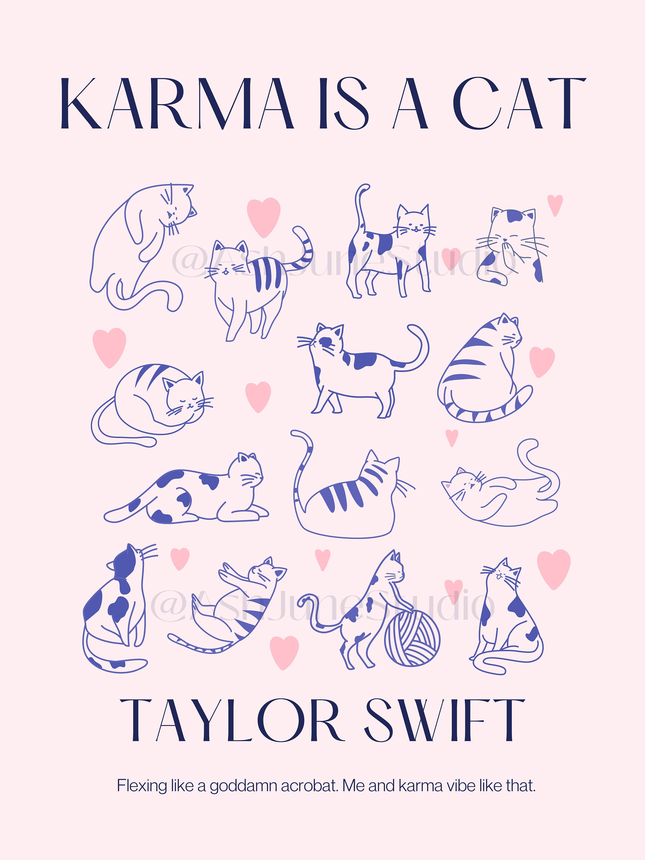Karma is a Cat Digital Poster Taylor Swift Cat Poster Karma Midnights ...