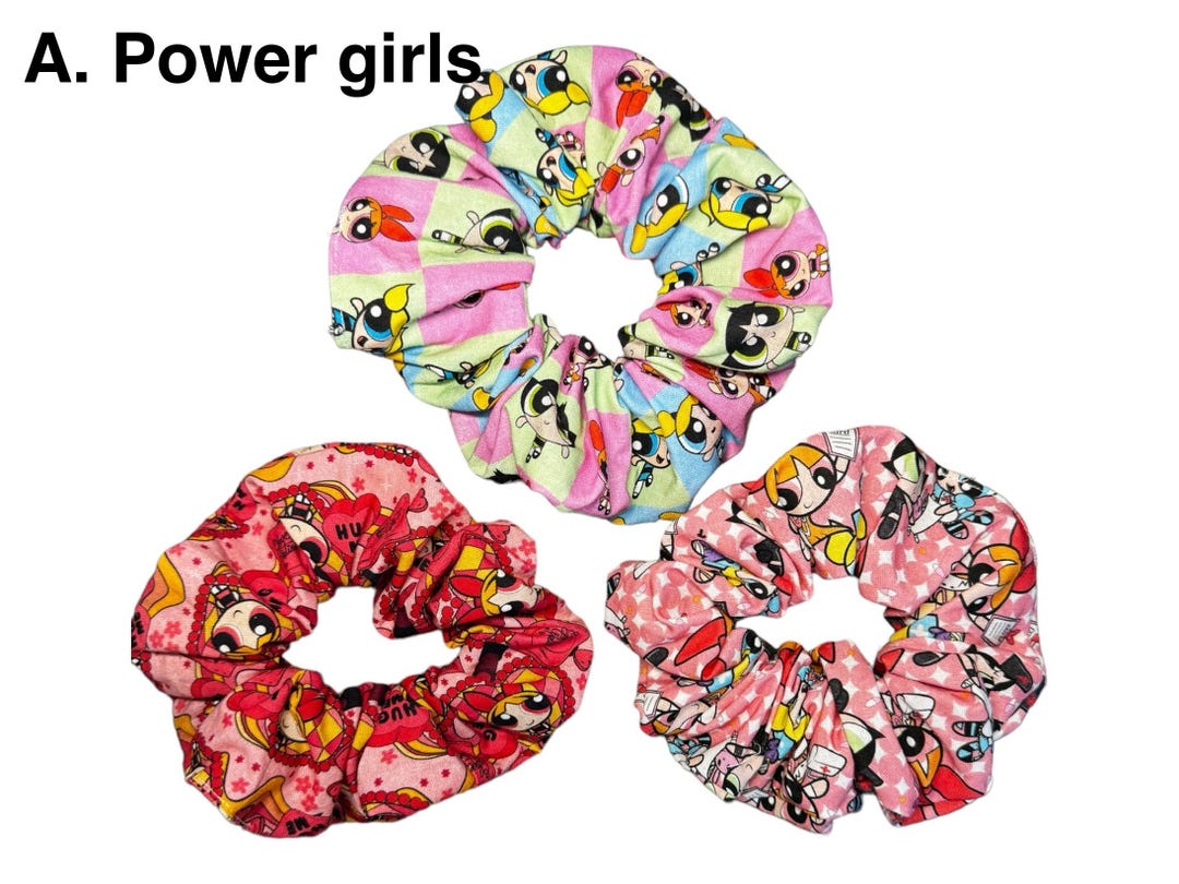 3 Pack of Girly Scrunchies/powerpuff Girl Scrunchies/hello Kitty ...