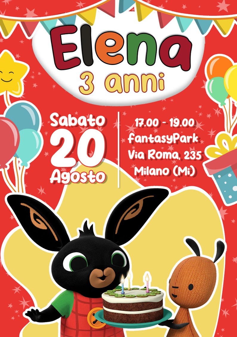 BING Birthday Party Invitation A5 and Digital - Etsy Italia