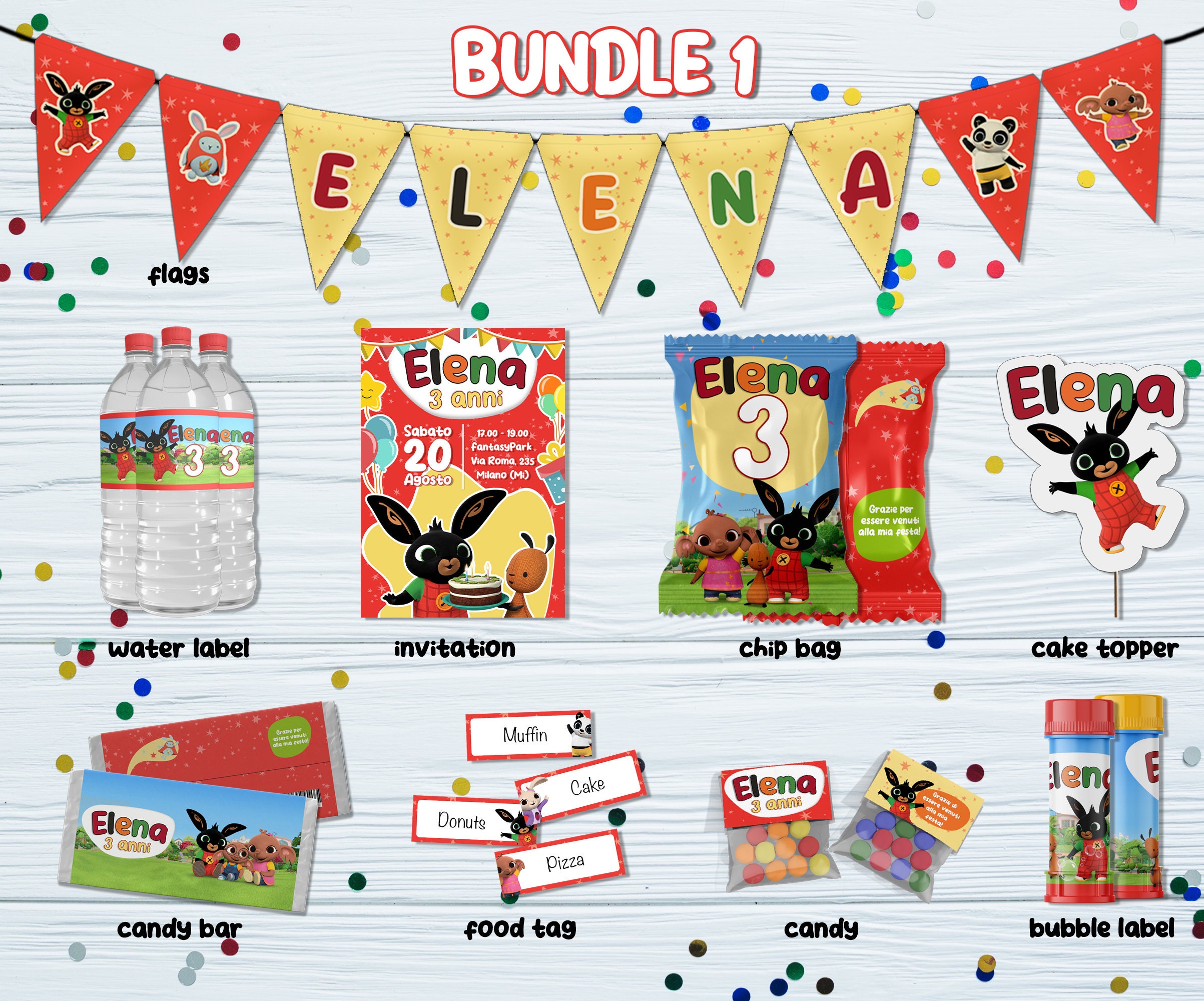 BING Birthday Bundle, Template Printable, Kids Birthday Chip Bag, Kids ...