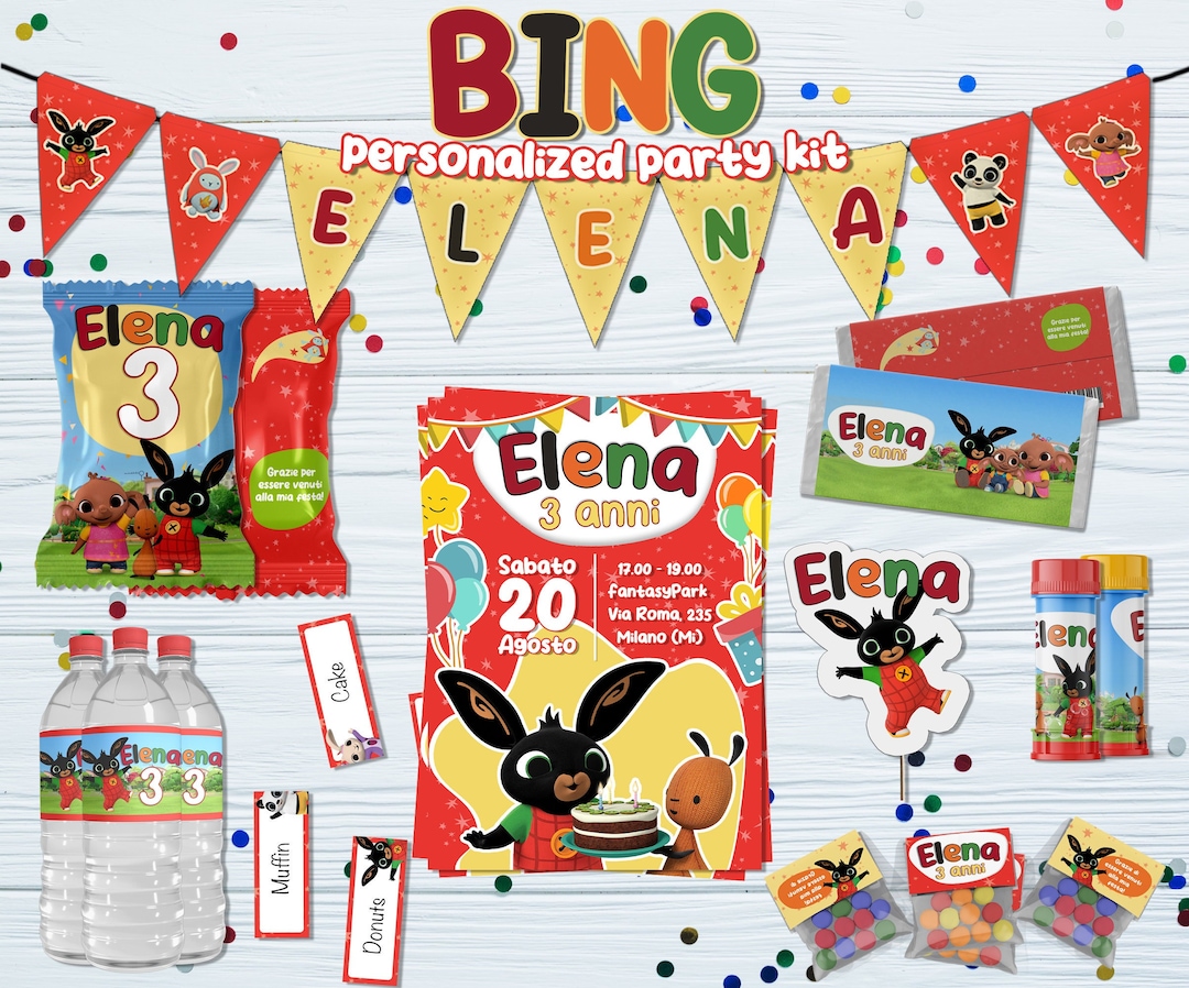 BING Birthday Bundle, Template Printable, Kids Birthday Chip Bag, Kids ...
