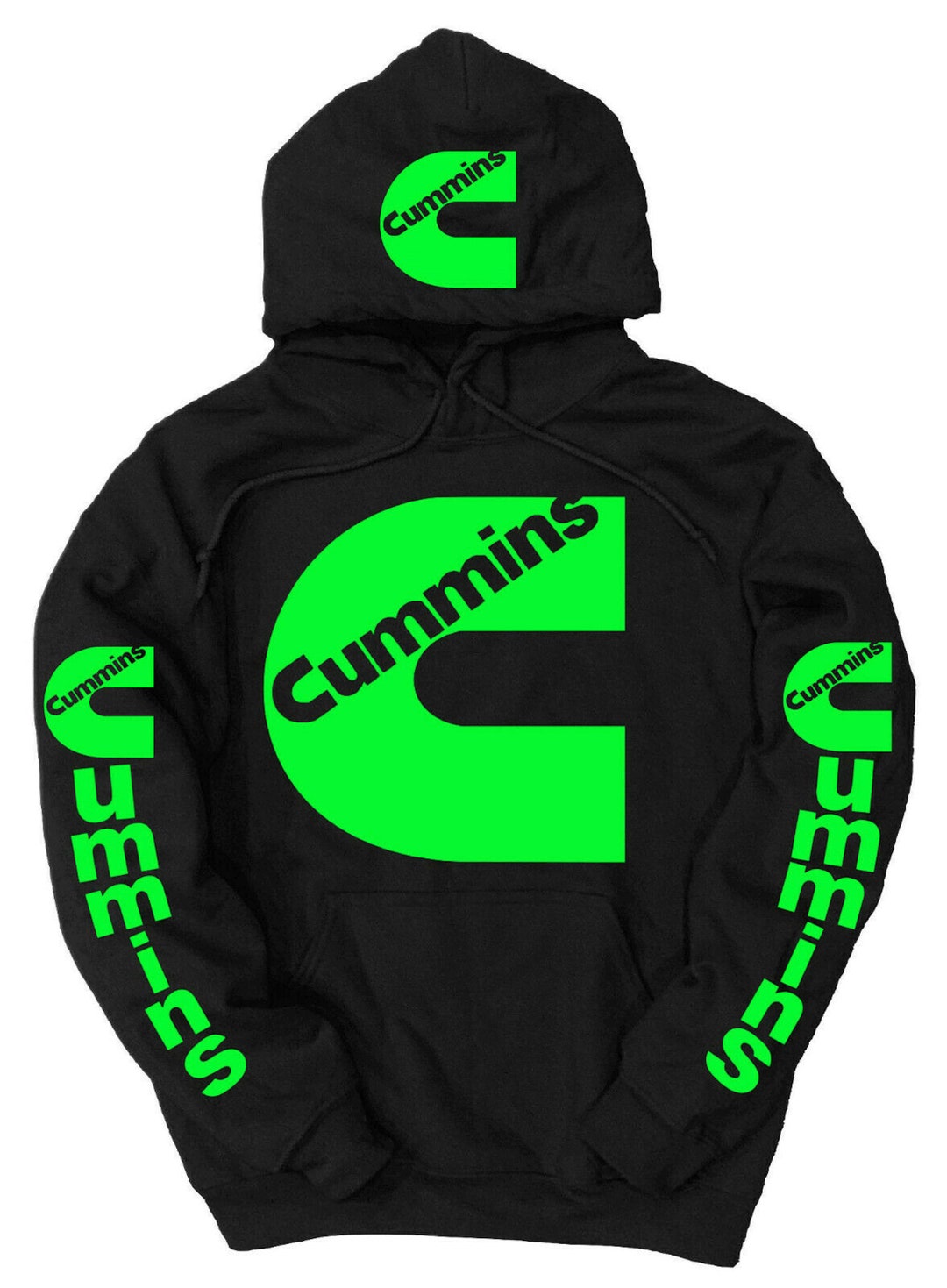Cummins Green Logo Black Hoodie - Etsy