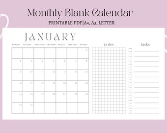 2023 Calendar Printable 2023 Monthly Planner A4 and Letter Printable ...