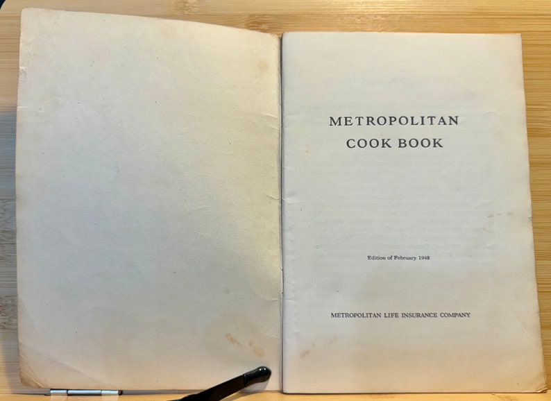 1948 Metropolitan Cook Book From Metropolitan Life Insurance Companies ...