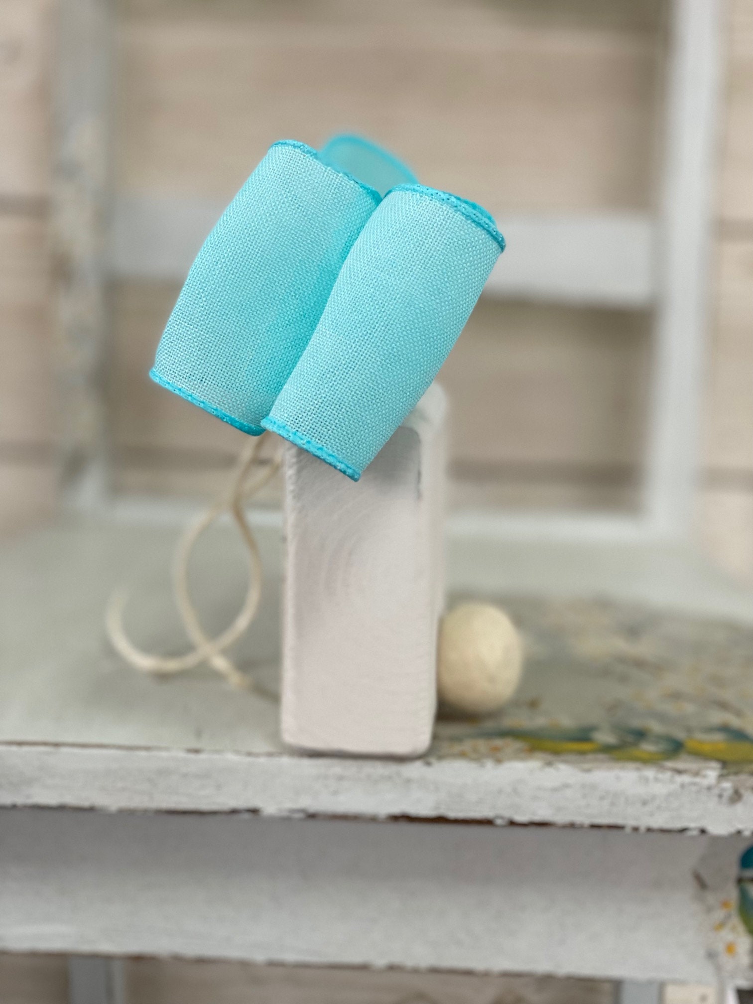 Spring Bunny Small Wooden Block With Ribbon Ears, Bunny to Place on a ...