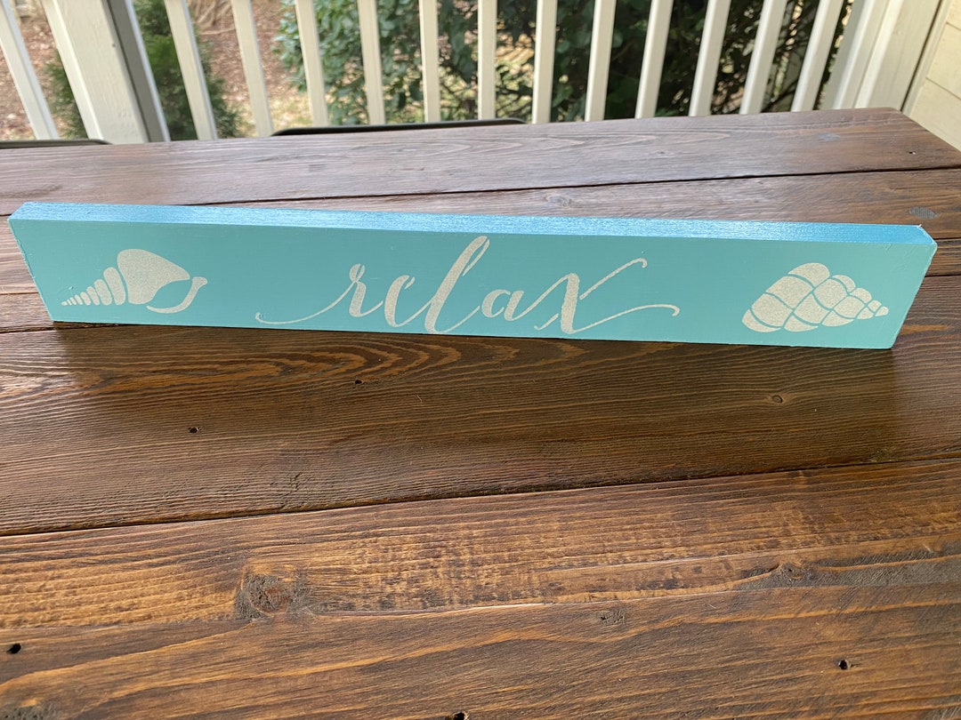 Beach Themed Sign, Relax Beach Sign, Beach Shelf Sitter, Decor to Place ...
