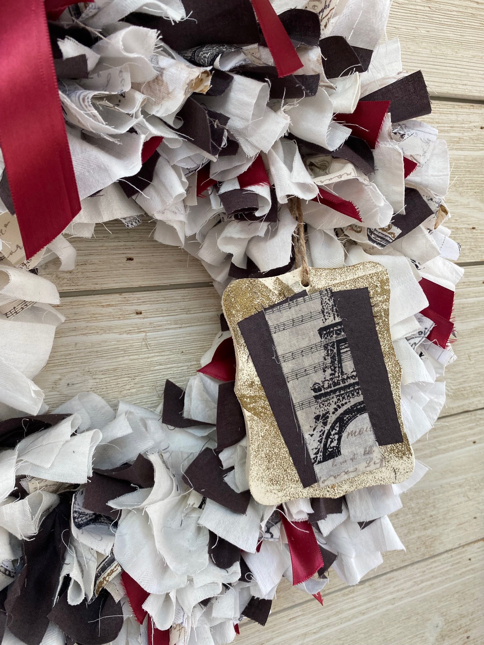 Parisian Shabby Chic Rag Wreath, French Themed Decor, Elegant and ...