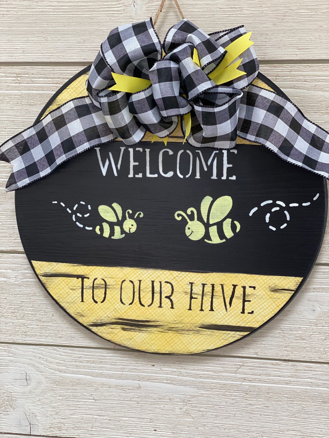 Bee Theme Welcome Wreath, Welcome Door Sign, Front Door Wreath, Welcome ...
