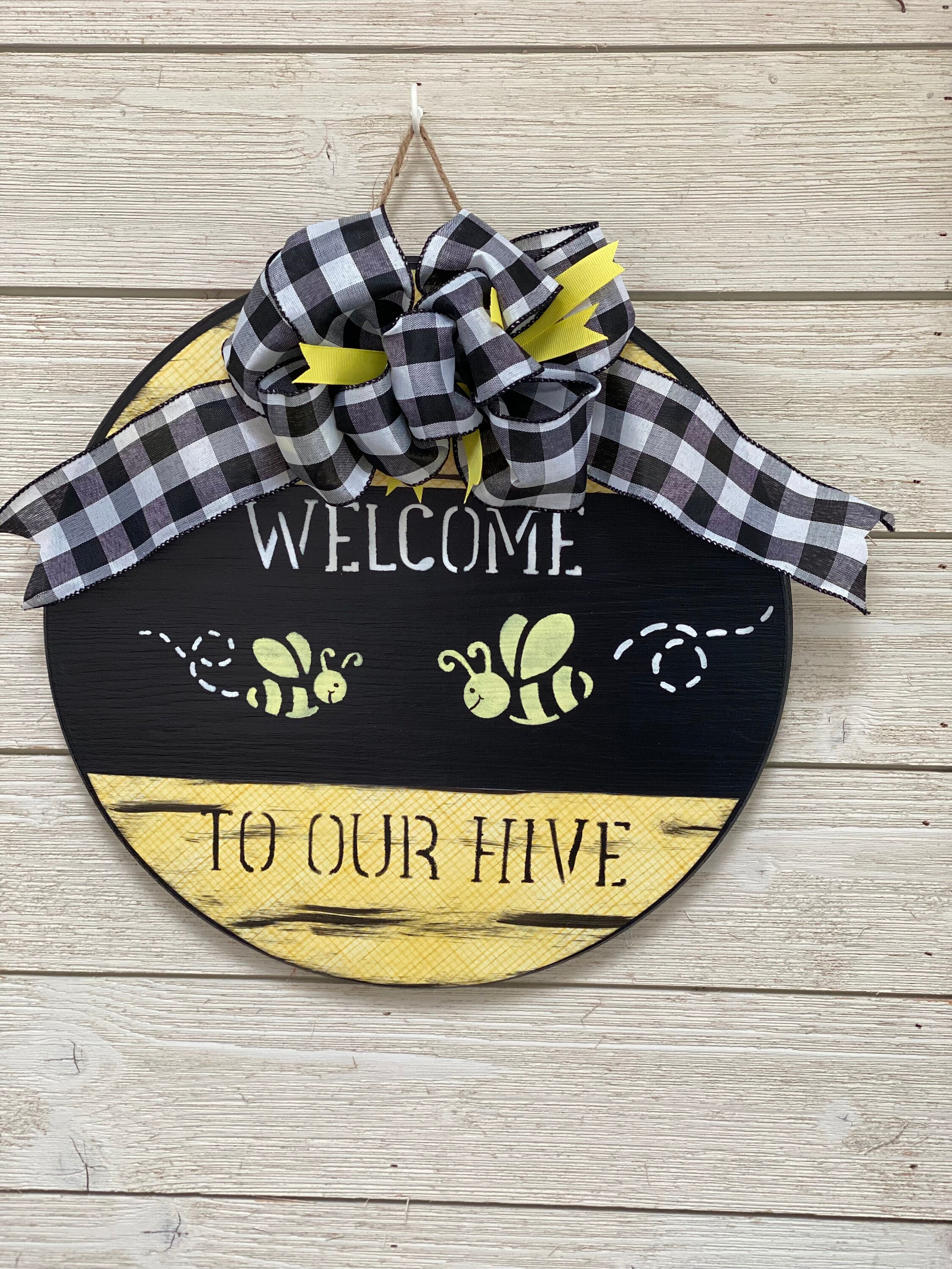 Bee Theme Welcome Wreath, Welcome Door Sign, Front Door Wreath, Welcome ...