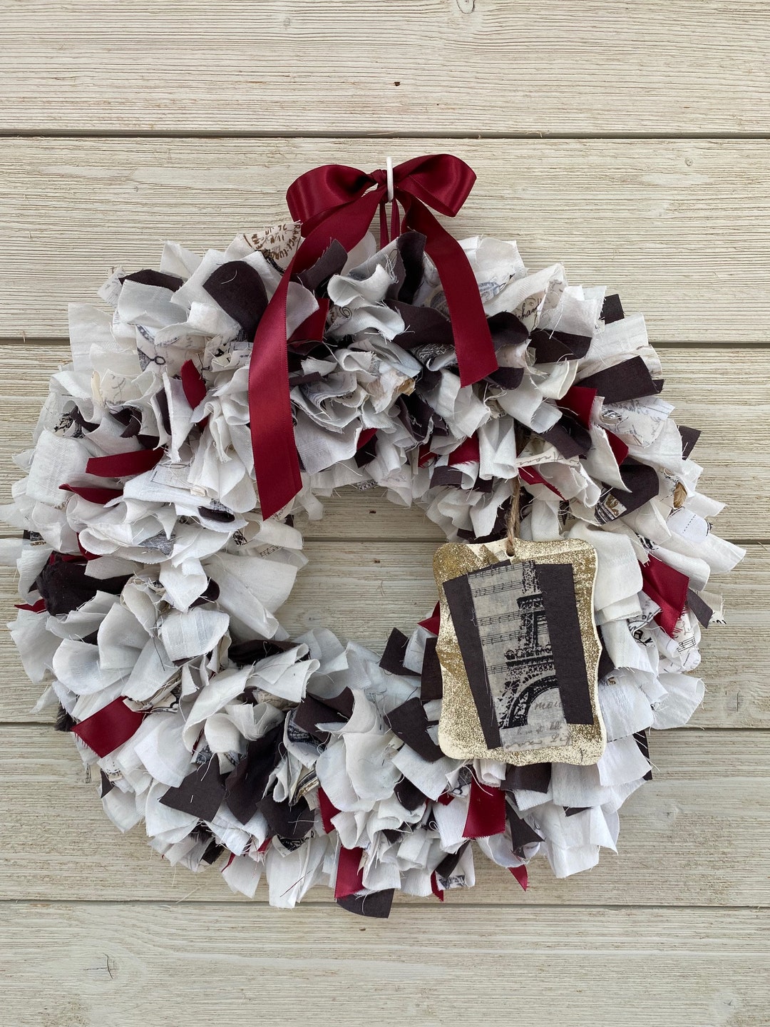 Parisian Shabby Chic Rag Wreath, French Themed Decor, Elegant and ...