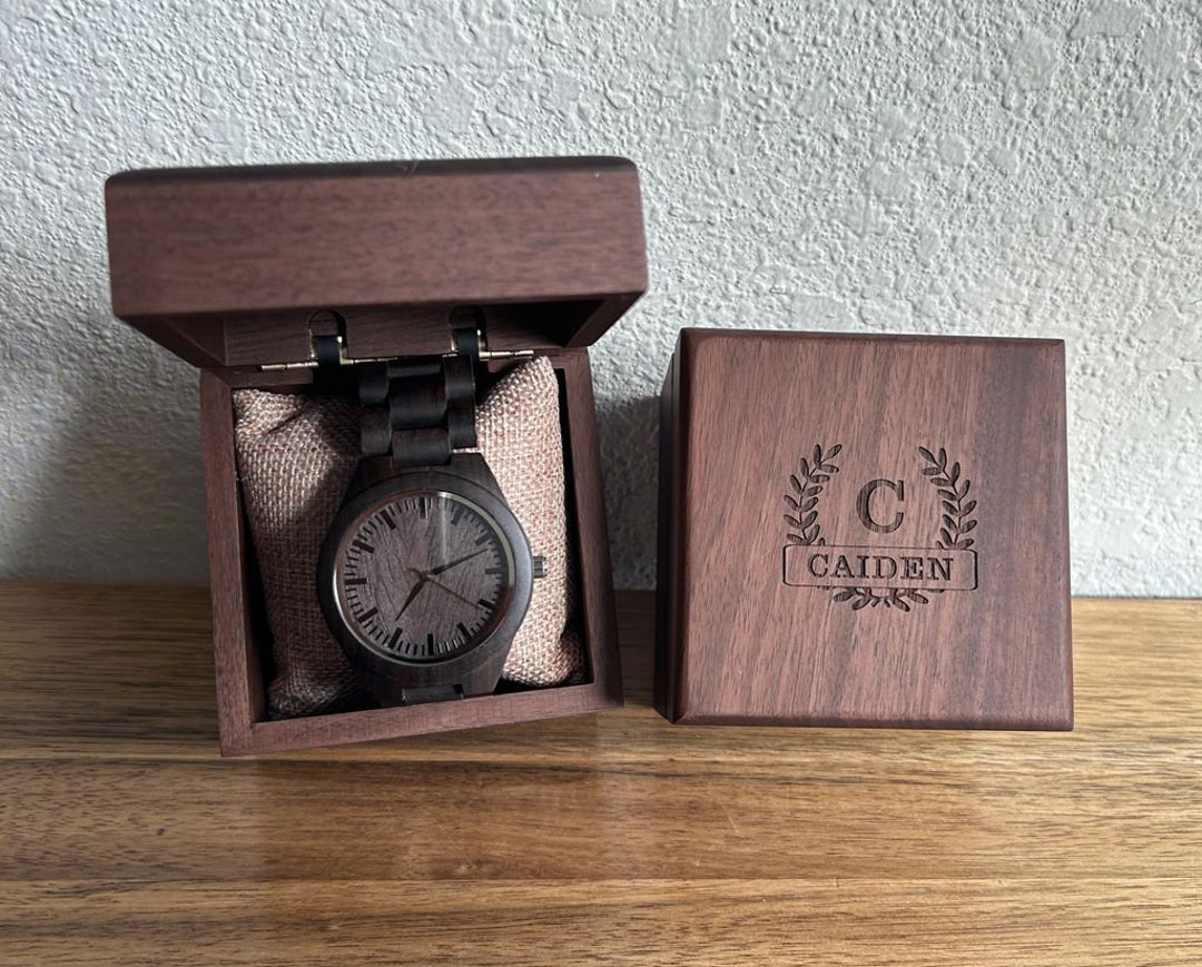 Personalized Wood Watch: Engraved Wooden Watch, Gift Box - Etsy