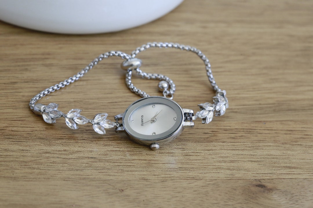 Personalized Women's Silver Oval Watch, Vintage Style, Bridesmaids ...