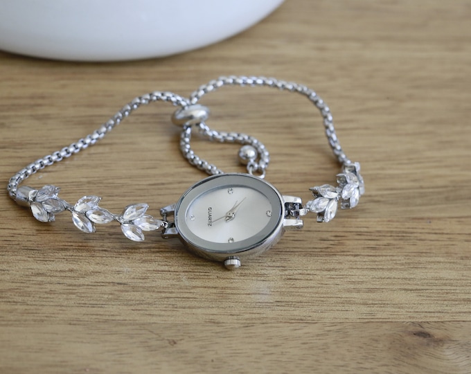 Personalized Women's Silver Oval Watch, Vintage Style, Bridesmaids ...