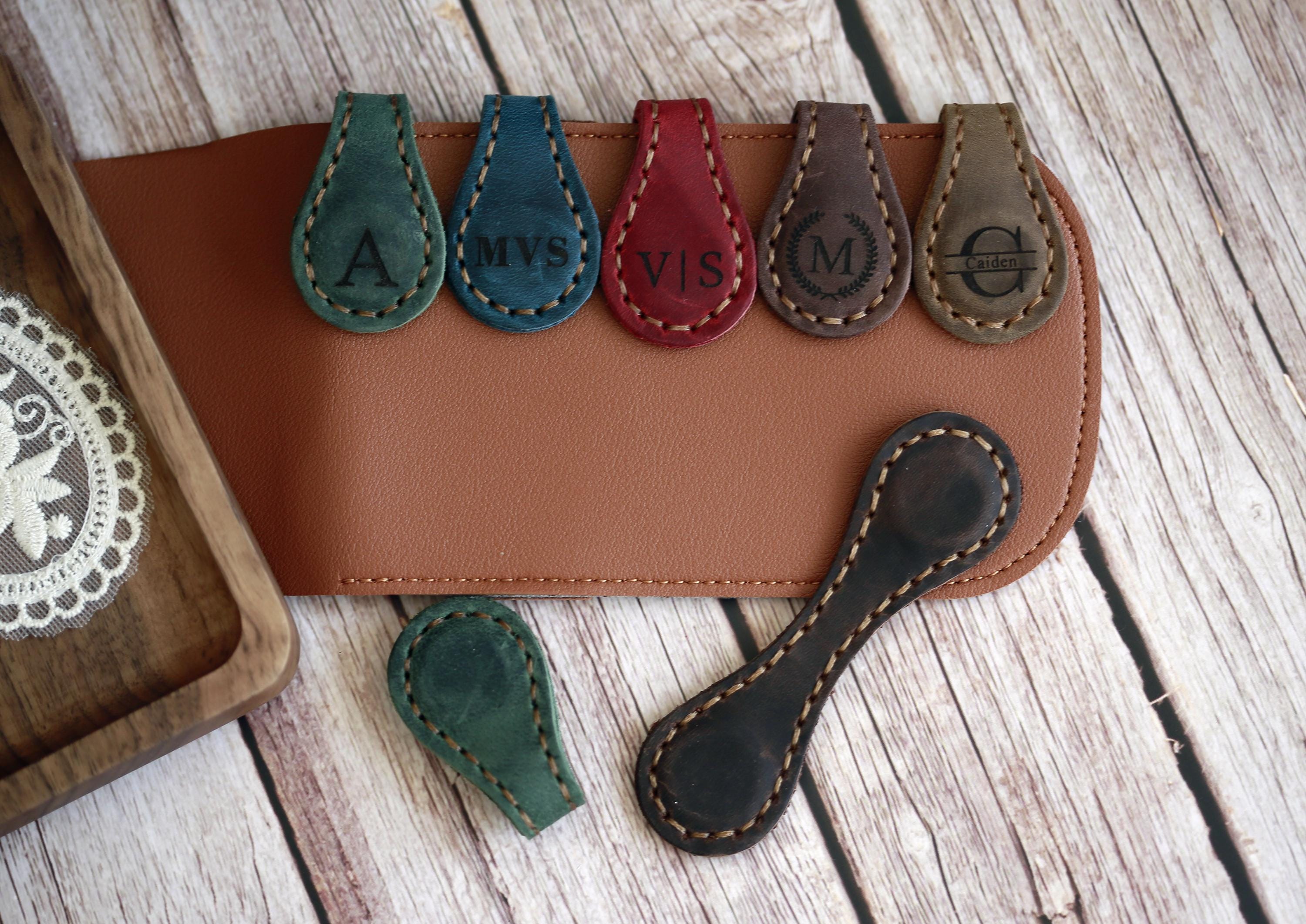 Leather Magnetic Bookmark, Personalized Leather Bookmark, Initials ...