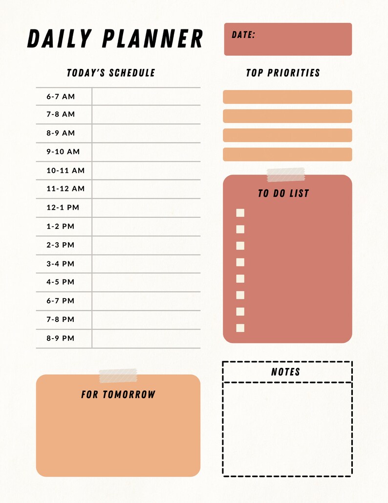 Digital Daily Planner, Printable, Instant Download, Minimal ...