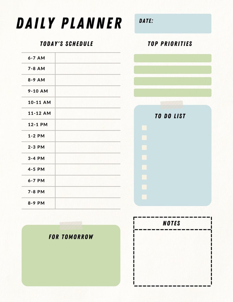 Digital Daily Planner, Printable, Instant Download, Minimal ...