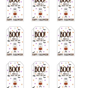 Boo Here is a Treat for You Halloween Candy Tag. 9 Printable Favor Tags ...