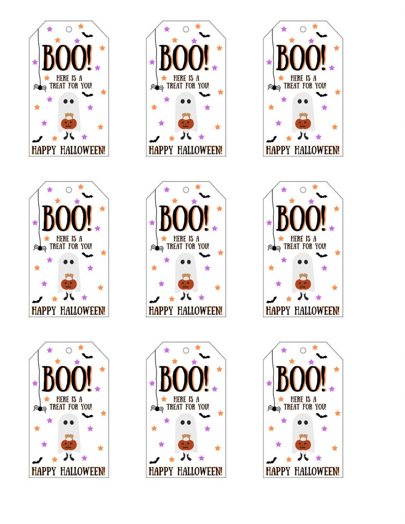 Boo Here is a Treat for You Halloween Candy Tag. 9 Printable Favor Tags ...