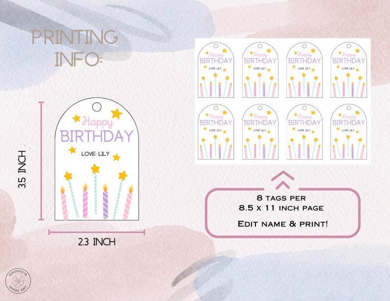 Editable Happy Birthday Gift Tags, Birthday Gift Tags, Happy Birthday ...