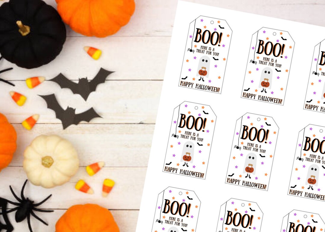 Boo Here is a Treat for You Halloween Candy Tag. 9 Printable Favor Tags ...