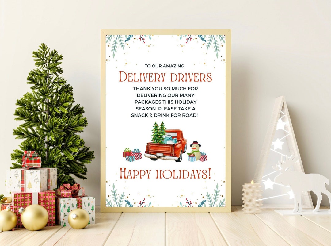 Delivery Driver Sign Thank You Delivery Drivers Holiday - Etsy