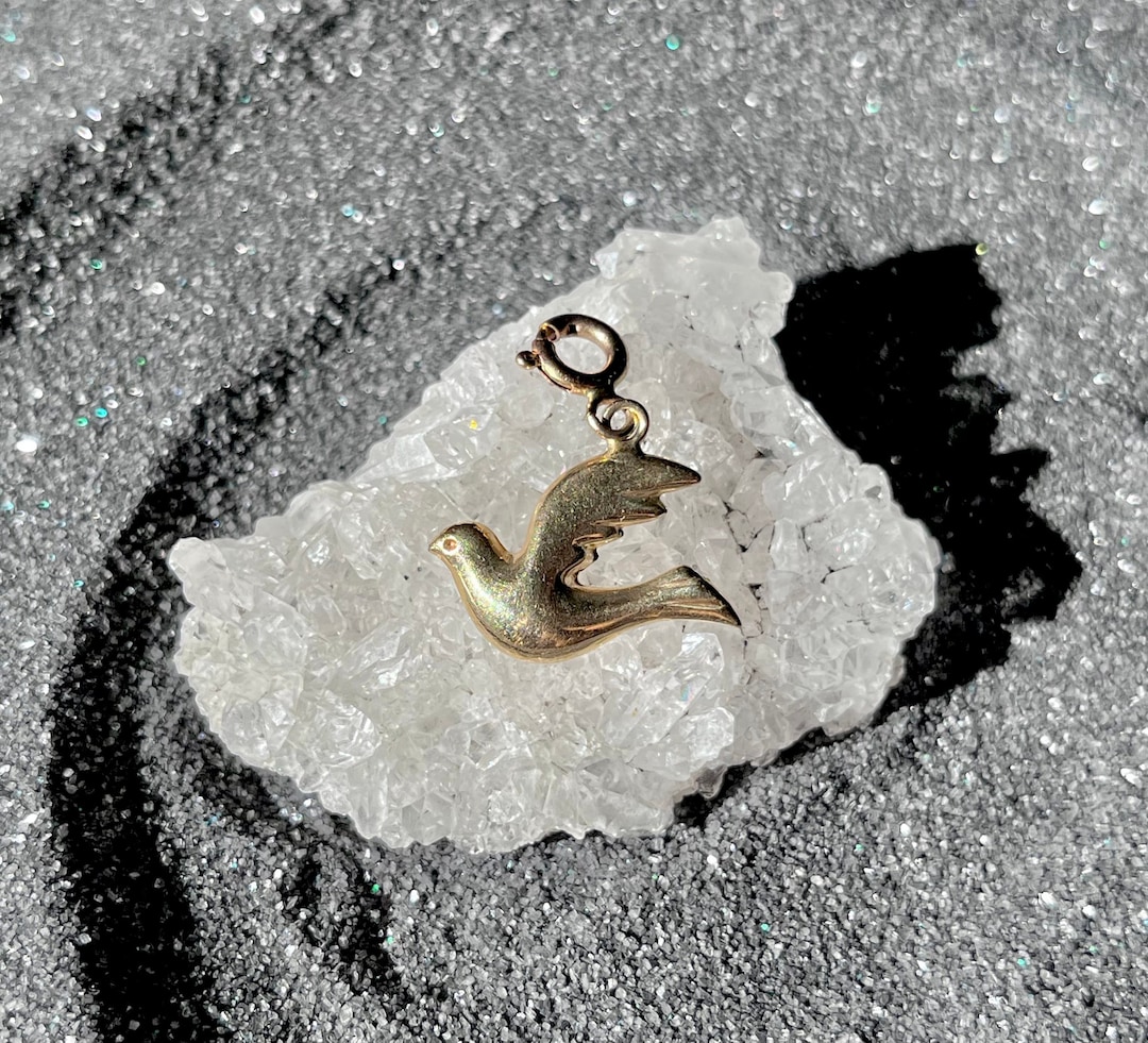 Vintage 14k Yellow Gold Dove Puff Charm - Etsy