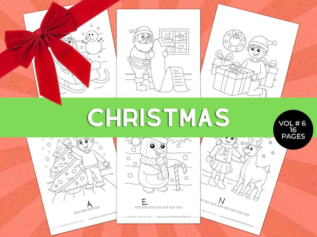 V6 Kids Christmas Colouring Pages Word Puzzles, Printable Christmas ...
