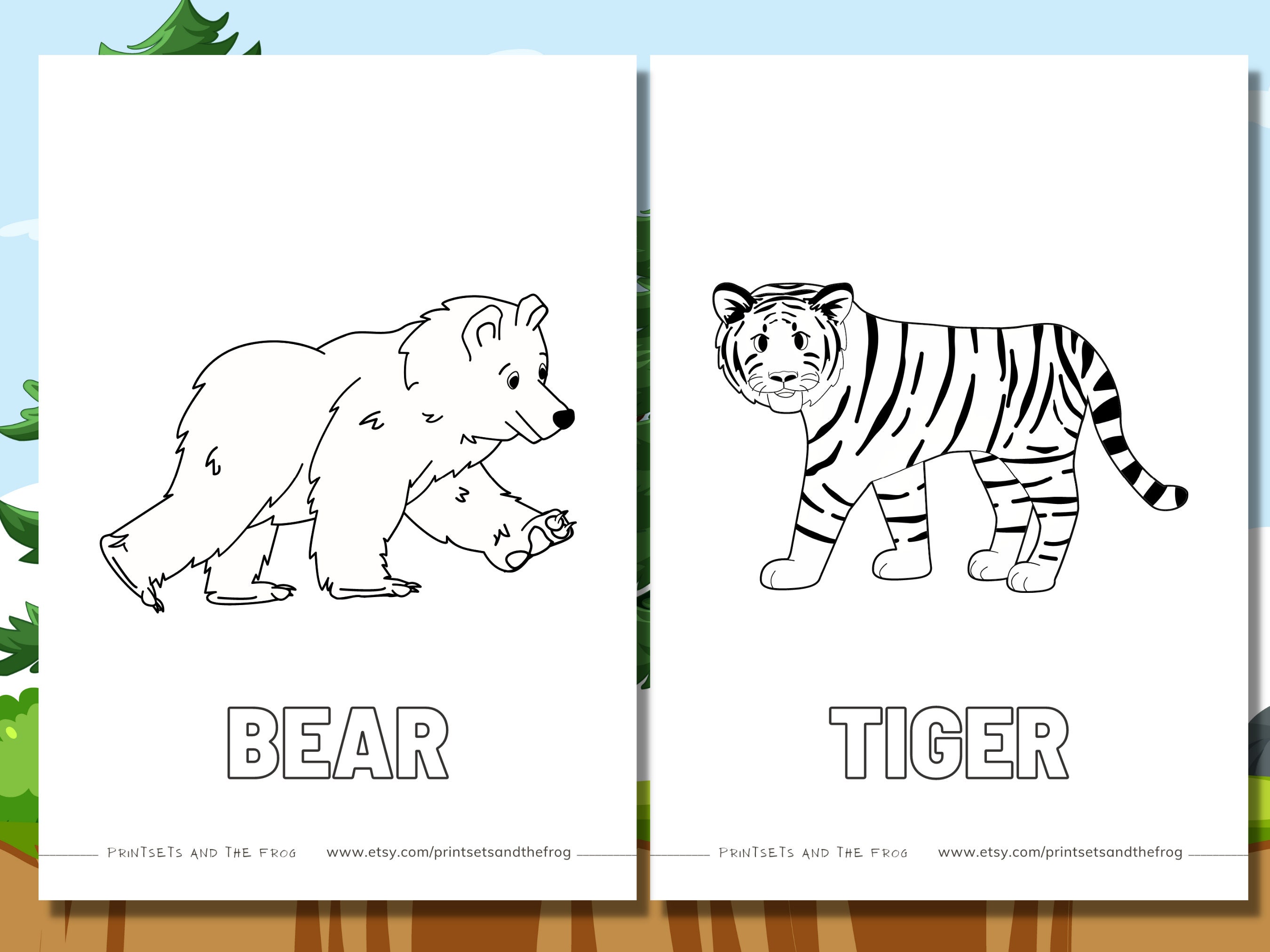 Childrens Zoo Animal Words Coloring Pages, Outdoor Wildlife Drawing ...