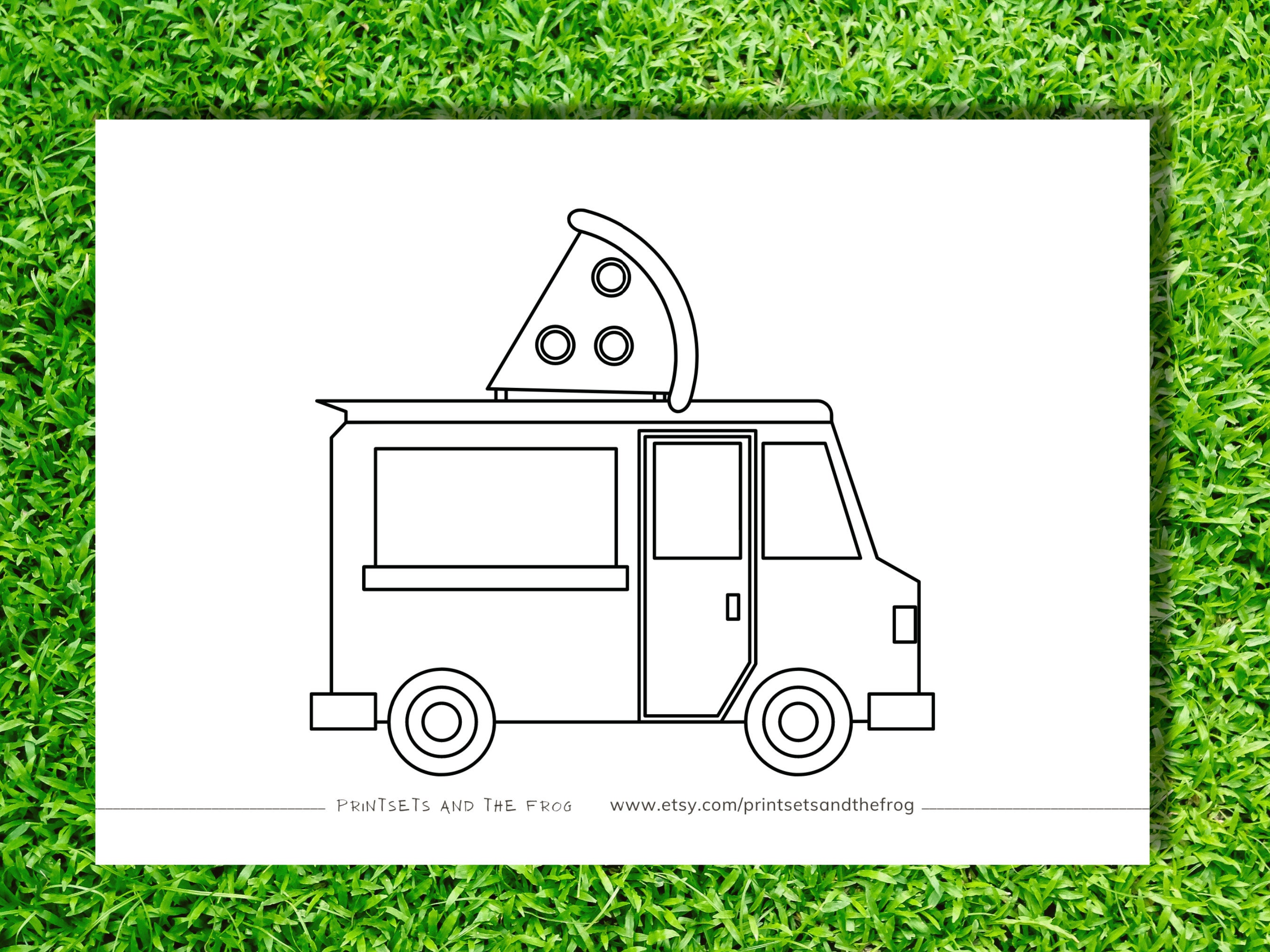 Childrens Food Truck Colouring Pages, Kids Digital Download Coloring ...