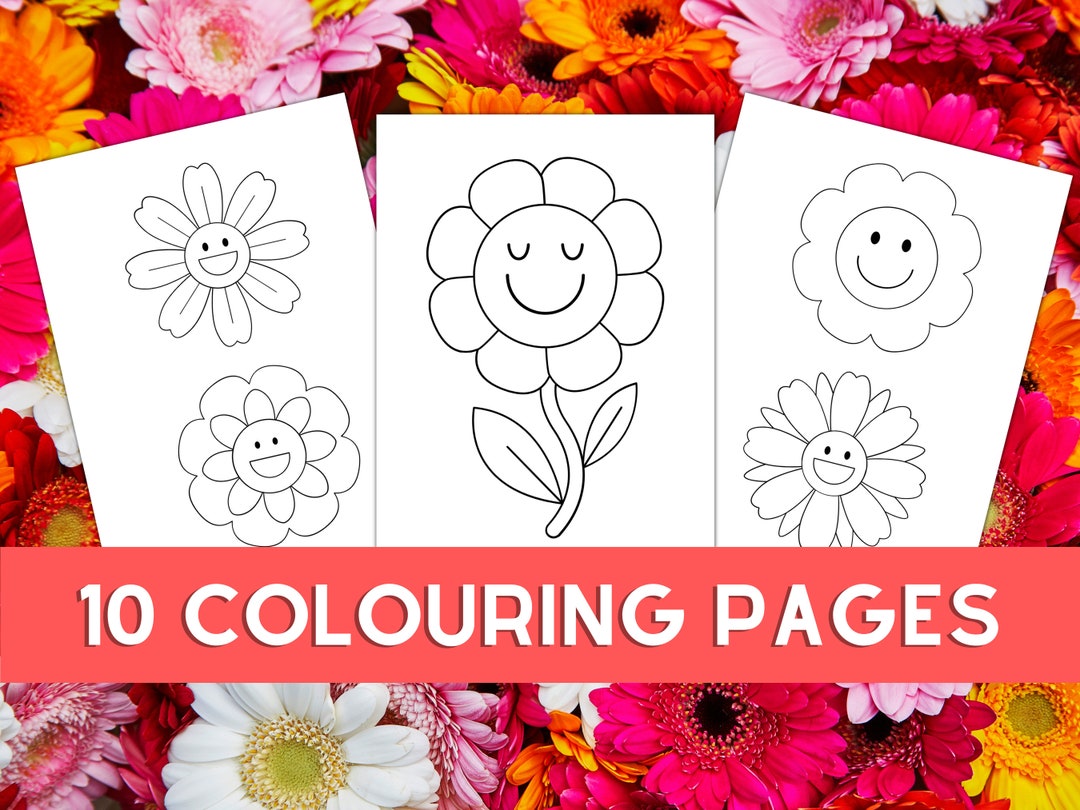 Flower Power Childrens Coloring Pages, Kids Floral Colouring Book ...