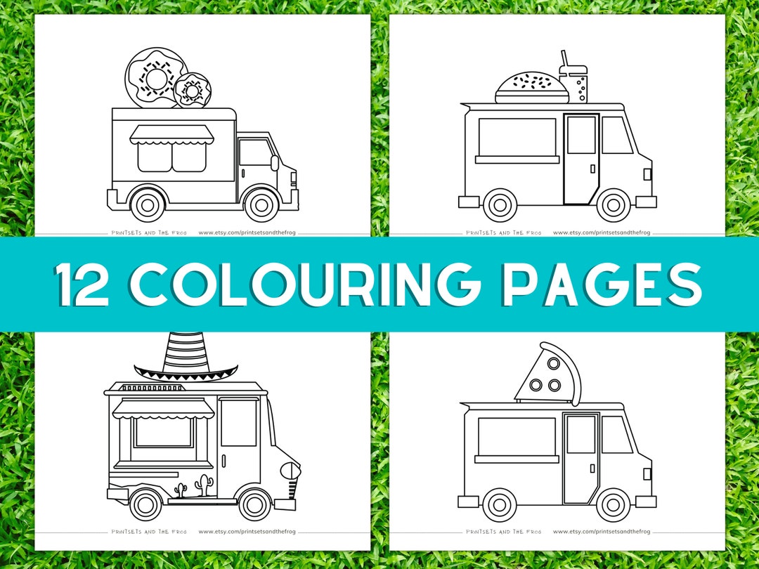 Childrens Food Truck Colouring Pages, Kids Digital Download Coloring ...