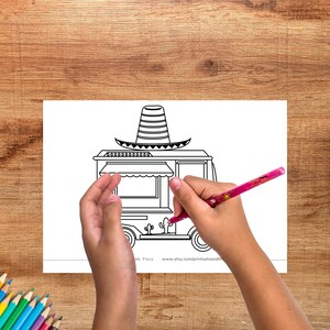 Childrens Food Truck Colouring Pages, Kids Digital Download Coloring ...