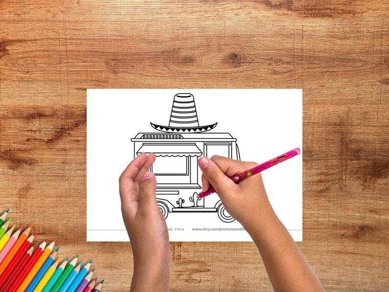 Childrens Food Truck Colouring Pages, Kids Digital Download Coloring ...