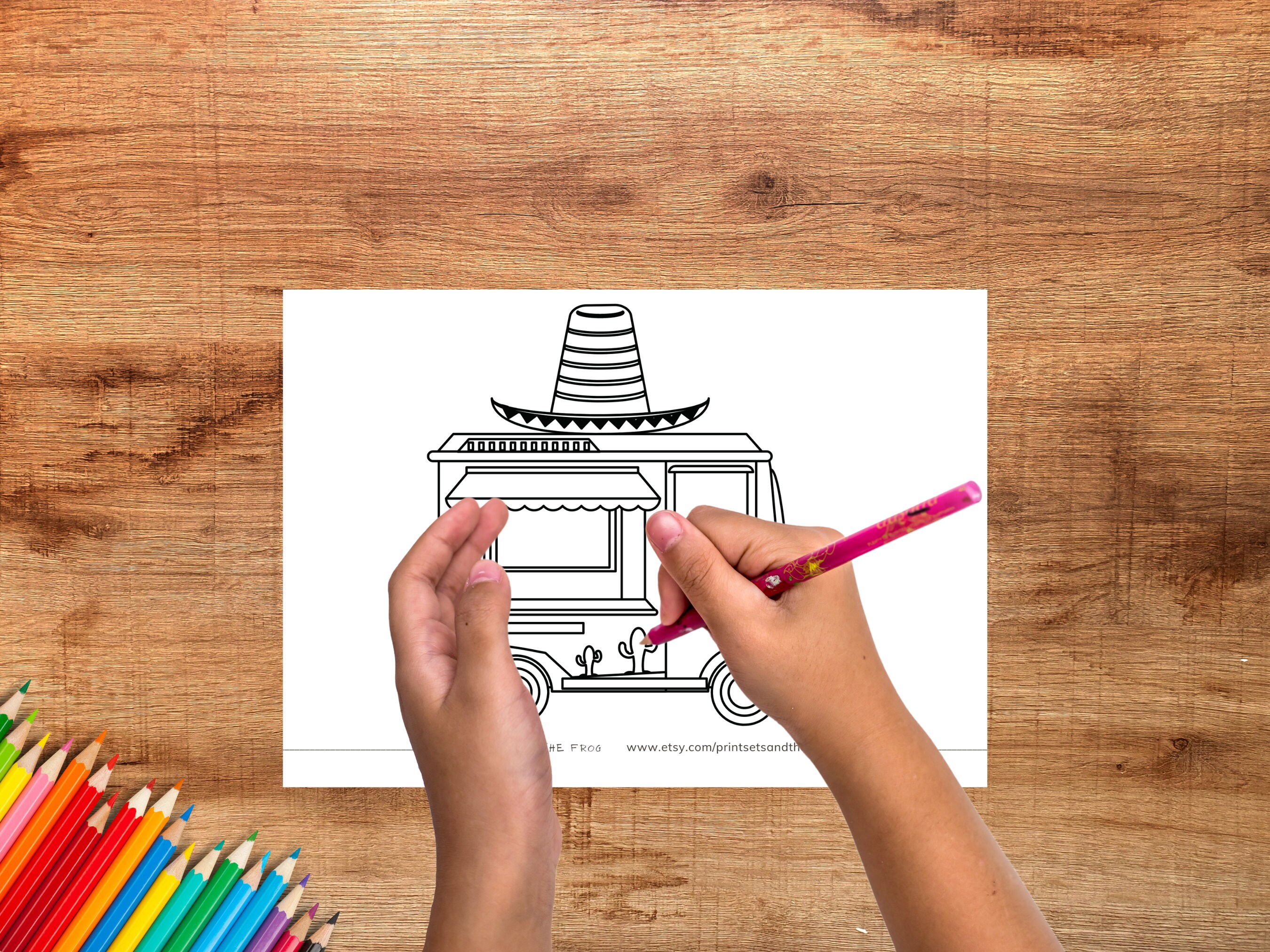 Childrens Food Truck Colouring Pages, Kids Digital Download Coloring ...