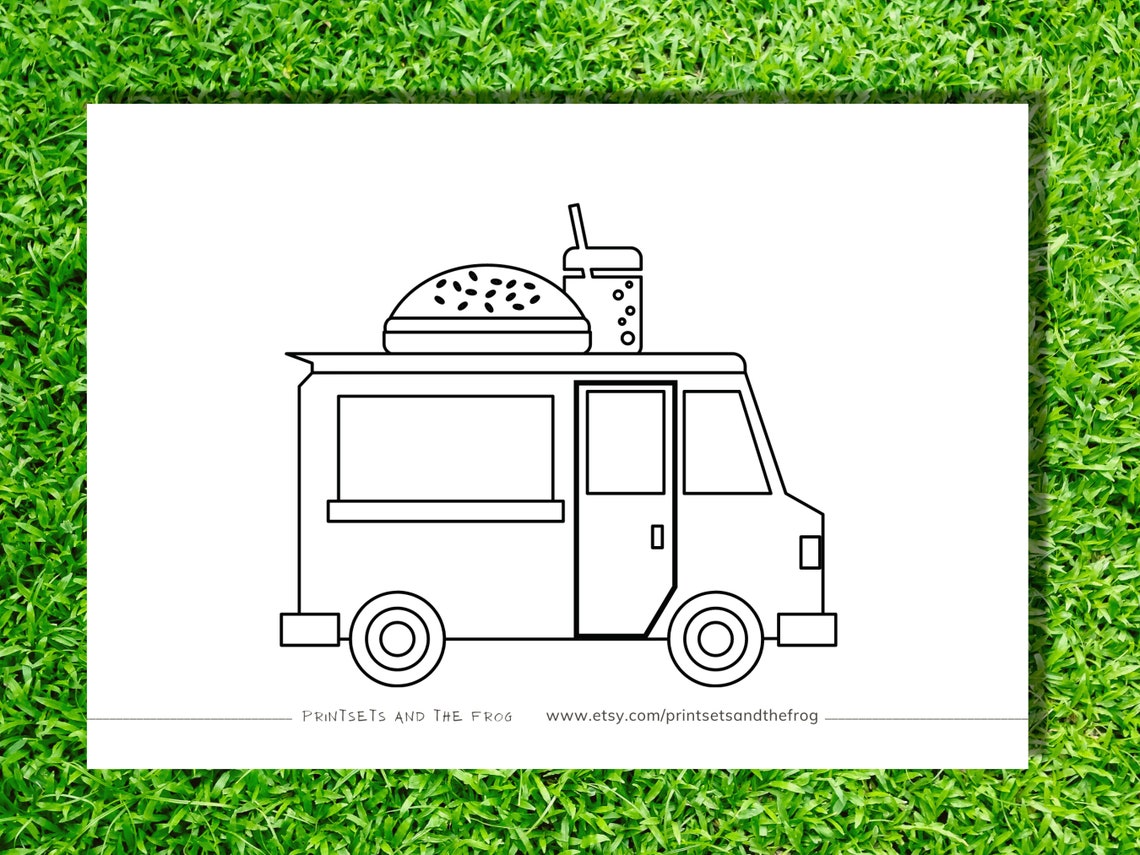 Childrens Food Truck Colouring Pages, Kids Digital Download Coloring ...