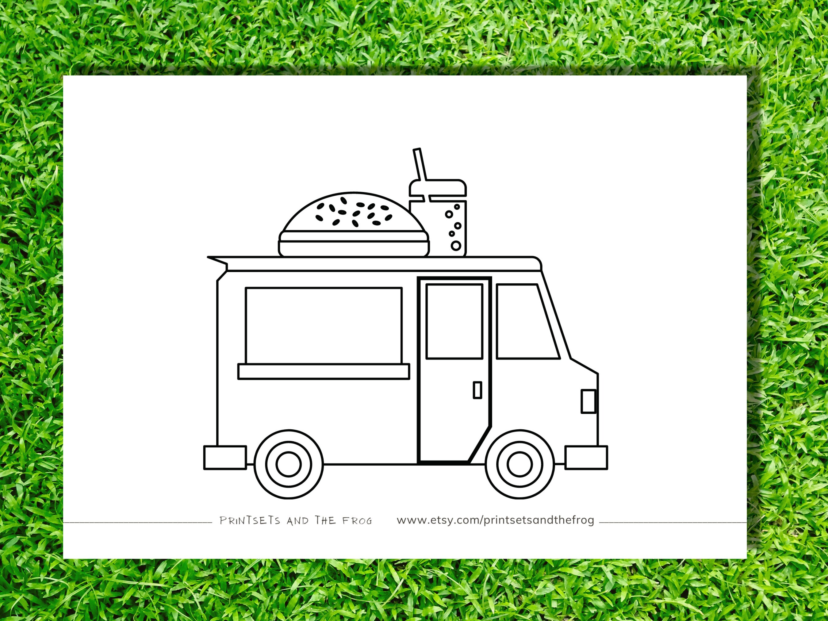 Childrens Food Truck Colouring Pages, Kids Digital Download Coloring ...