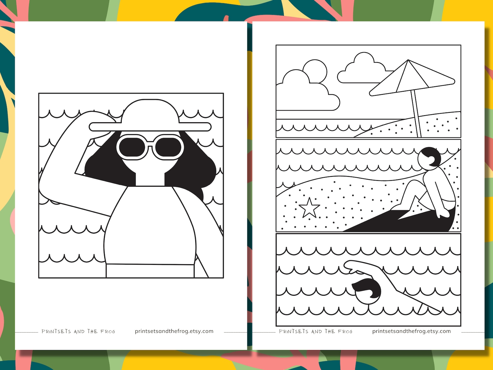 Mod Summer Coloring Pages Beach Coloring Sheets for Kids - Etsy