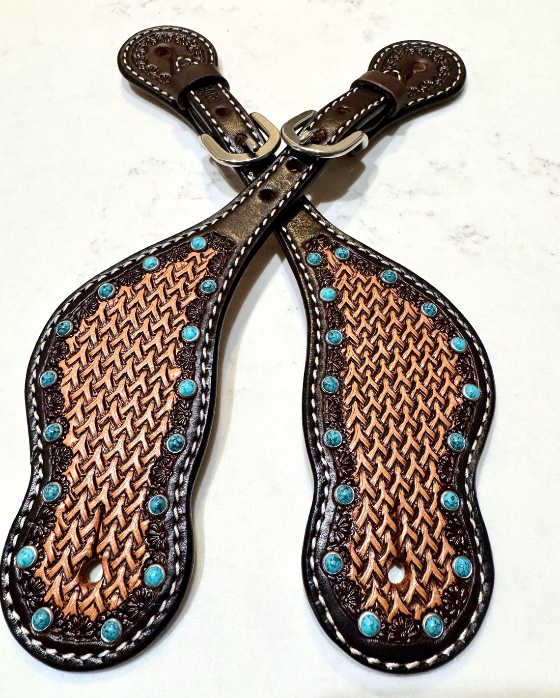 Ladies Tooled Leather Spur Straps - Etsy