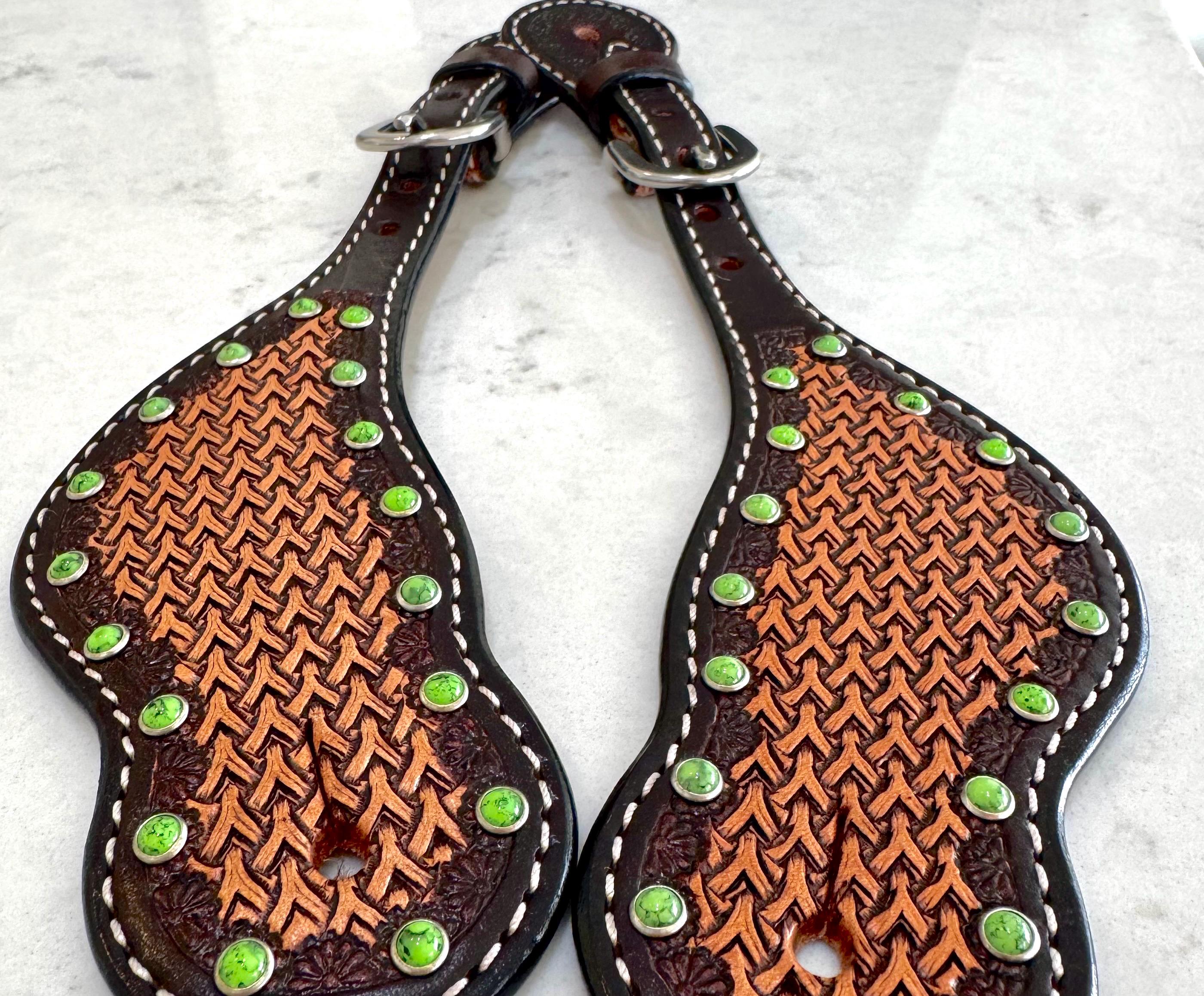 Ladies Tooled Leather Spur Straps - Etsy
