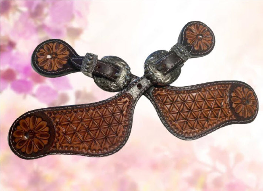 Two Tone Diamond Leather Spur Straps - Etsy
