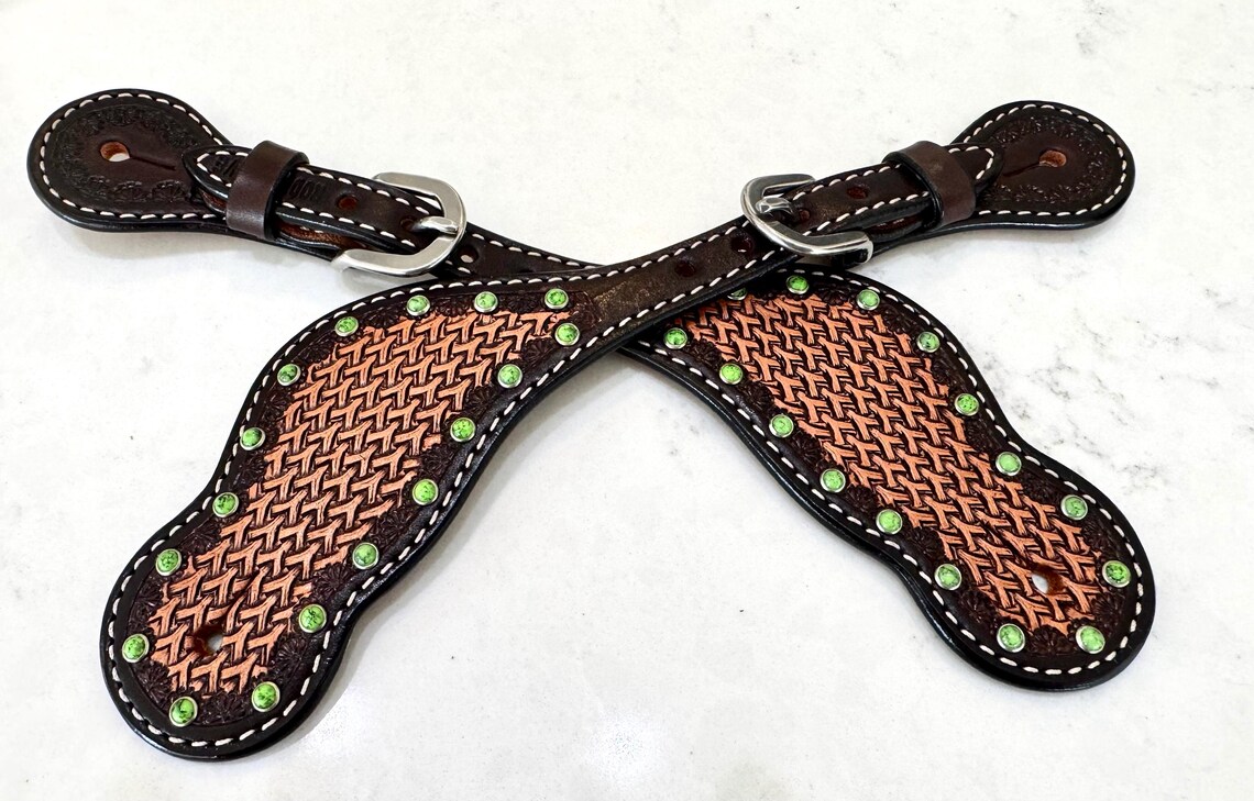 Ladies Tooled Leather Spur Straps - Etsy