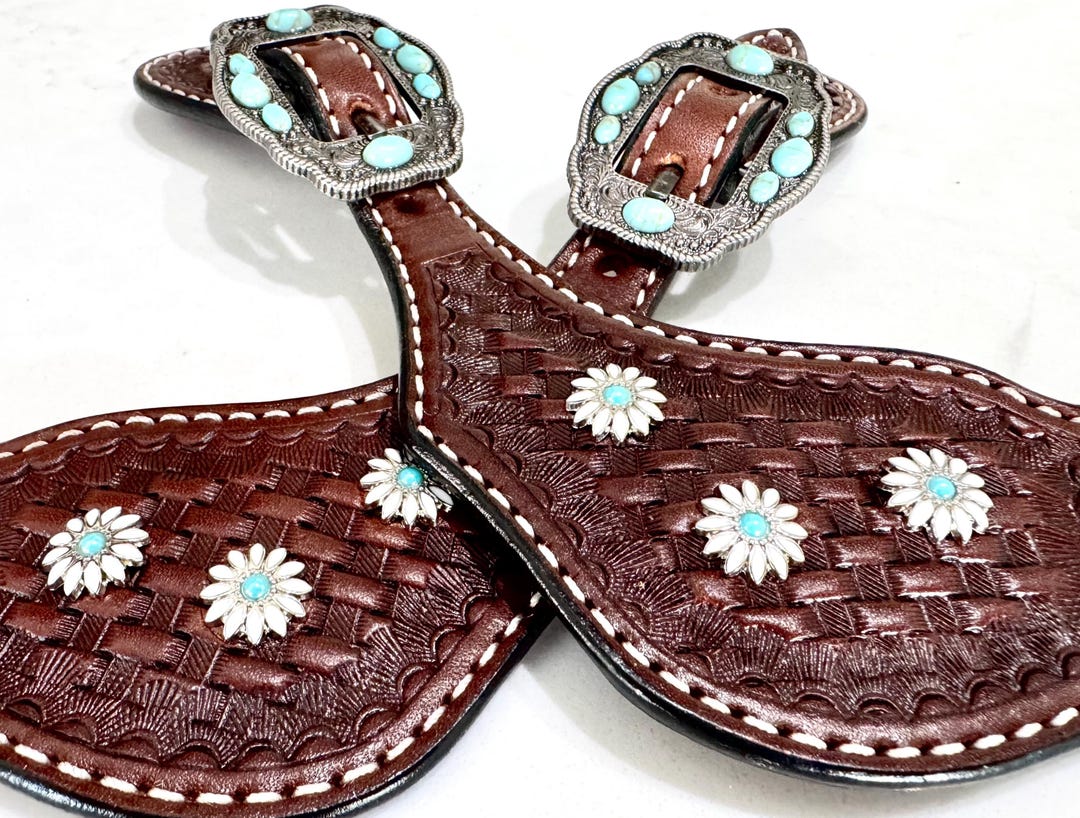Ladies Daisy Basketweave Leather Spur Straps - Etsy
